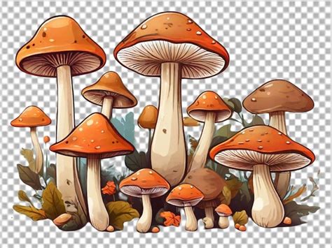 Premium Psd Hand Drawn Mushrooms Cartoon Vector Illustration