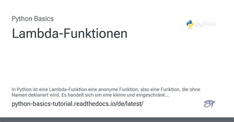 Lambda Funktionen Python Basics