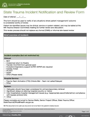 Fillable Online State Trauma Incident Notification And Review Form Fax Email Print PdfFiller