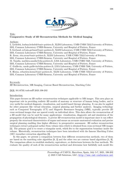 PDF Comparative Study Of D Reconstruction Methods For Medical Imaging