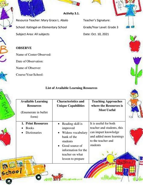 SOLUTION Field Study Episode Utilizing Teaching Learning