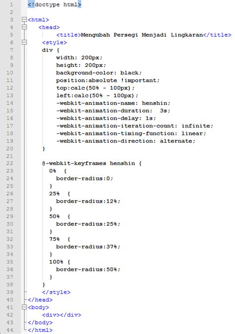 Animasi Mengubah Persegi Menjadi Lingkaran Dengan Css Asal Usil