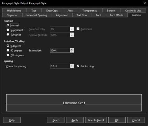 write modify paragraph position — ooo development tools 0 50 0