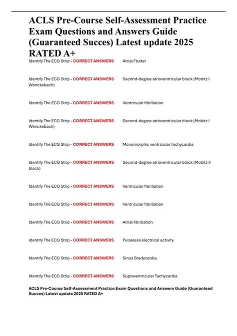 Summary Acls Pre Course Self Assessment Practice Exam Questions And Answers Guide Guaranteed