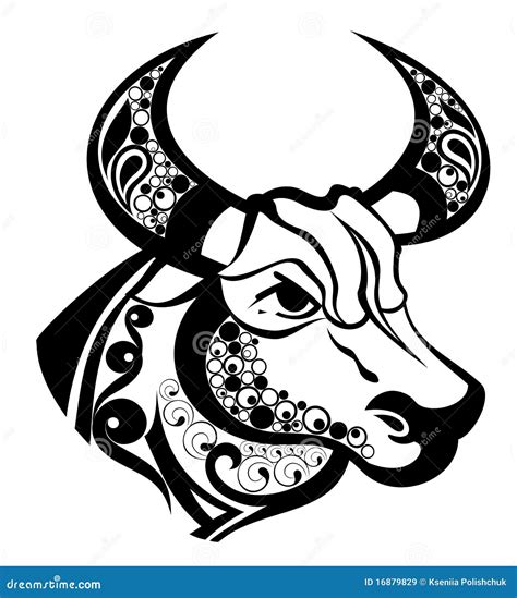 Taurus Tattoo As Zodiac Symbol Vector Illustration