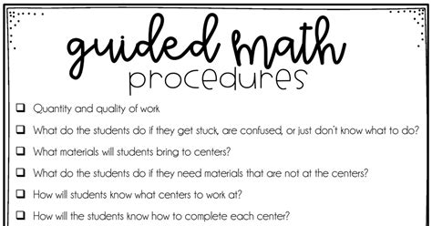 Guided Math Procedures Checklistpdf Math Guided Math Fifth Grade Math