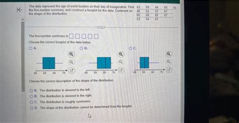 solved the five number summary is choose the correct boxplot
