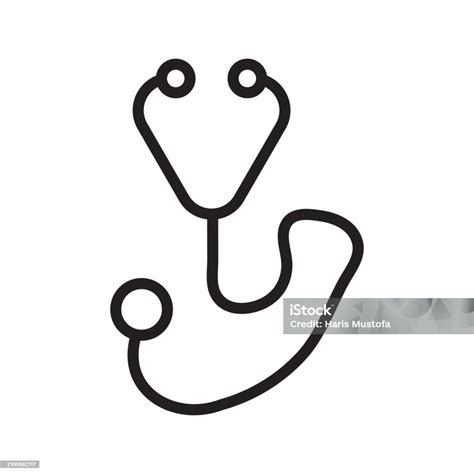Stethoscope Icon Line Design Template Isolated Stock Illustration