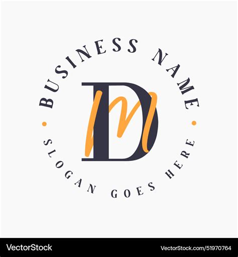 Elegant Letter Dm Initials Logo For Corporate Vector Image