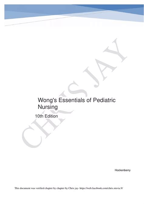 Wong S Essentials Of Pediatric Nursing 10th Edition Wong S