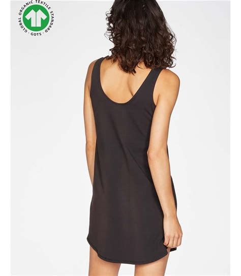 Black Organic Cotton Slip Dress Woolovers Us