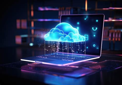 Premium Ai Image Neon Light Showing Cloud Computing On Tablet