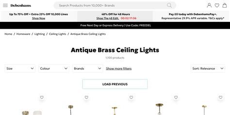 Antique Brass Ceiling Lights Debenhams