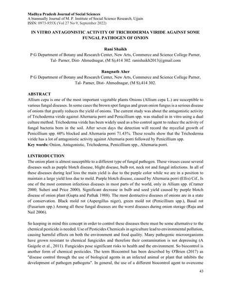 Pdf In Vitro Antagonistic Activity Of Trichoderma Viride Against Some