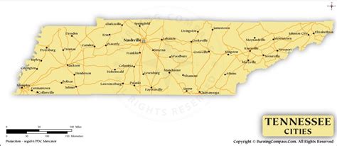 Tennessee Map With Cities And Towns