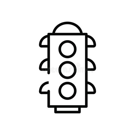 Traffic Light Semaphore Isolated Cartoon In Black And White Stock Vector Illustration Of