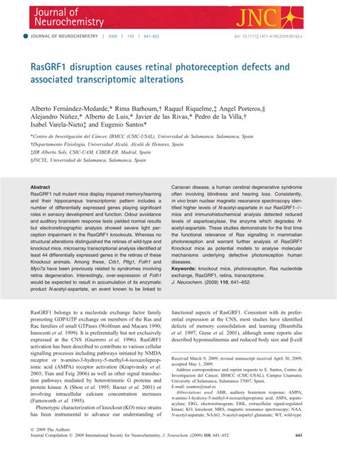 Pdf Rasgrf1 Disruption Causes Retinal Photoreception Defects And