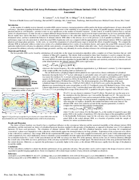 Pdf Measuring Practical Coil Array Performance With Respect To Ultimate Intrinsic Snr A Tool