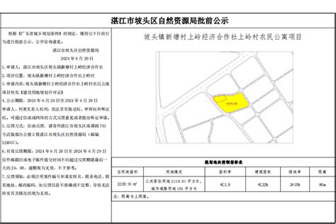 湛江市坡头区自然资源局批前公示坡头区政府网站