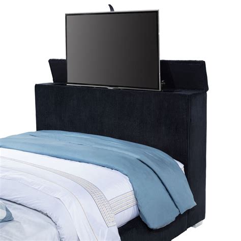 Flame Visualizer Wingback Bed With Tv Lift