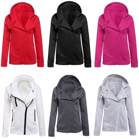 Casual Hoodie Oblique Zipper Coat Tops On Luulla