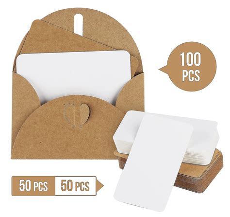 100 Kraft Paper Envelopes With 100 Blank Paper Cards Mini Envelopes
