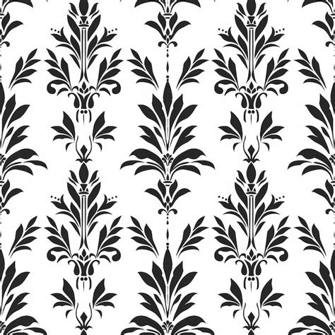 Classic Bw Damask Seamless Pattern Tileble Wallpaper For Hall Premium Ai Generated Image