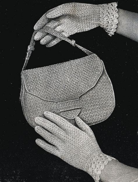 1950s Crochet Bag And Gloves Pdf Pattern Etsy