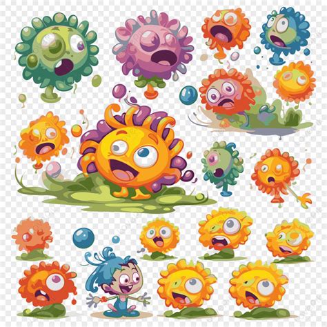 Array Clipart Different Animated Bacterium Characters With Different