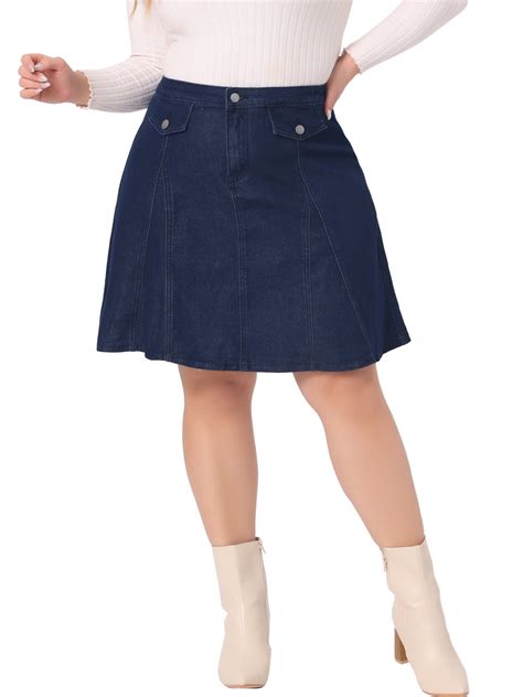 Agnes Orinda Womens Plus Size Denim Skirt For Casual A Line Jean