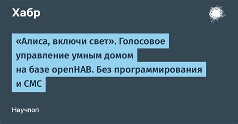 «Алиса, включи свет». Голосовое управление умным домом на базе openHAB ...