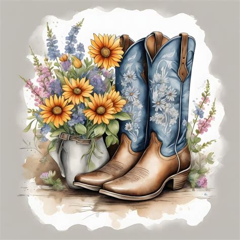 Las Botas De Vaquero Clipart Foto Premium