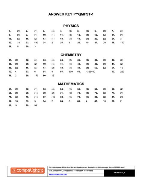 Test 1 Answer Key Pdf