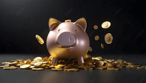 Gold Coins Floating Around A 3d Rendered Pink Piggy Bank Representing