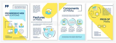 Progressive Web Applications Blue And Yellow Brochure Template Stock Vector Illustration Of