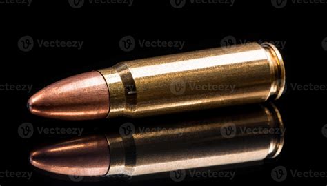 Macro Close Up Of A Single Brass Bullet Casing With Copper Tip On