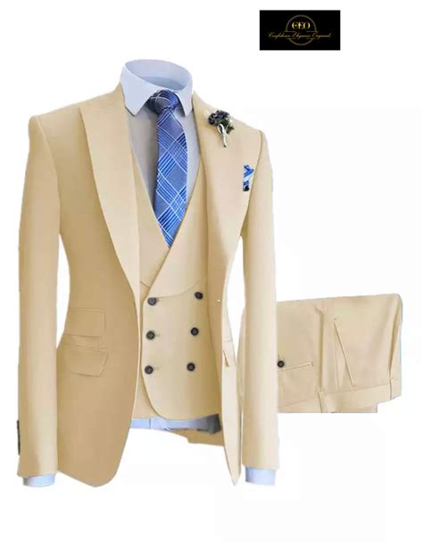 3 Piece Beige Massino Single Breasted Suit Mr Ceo Collections