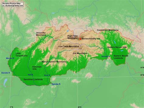 Slovakia Physical Map Map Of Slovakia Physical Eastern Europe Europe