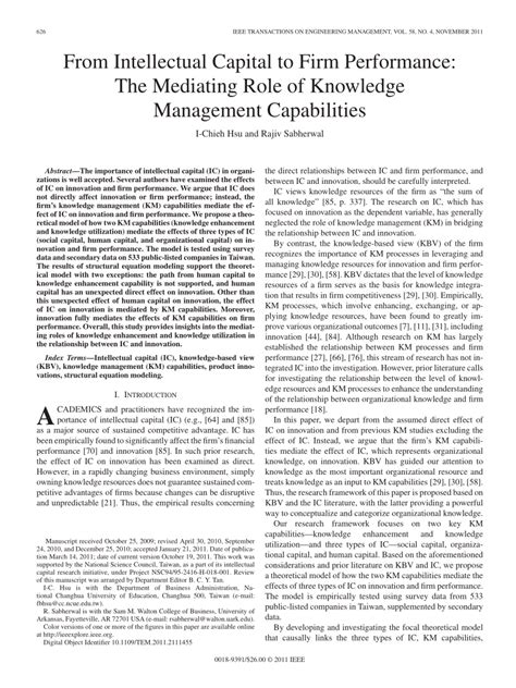 Pdf From Intellectual Capital To Firm Performance The Mediating Role Of Knowledge Management