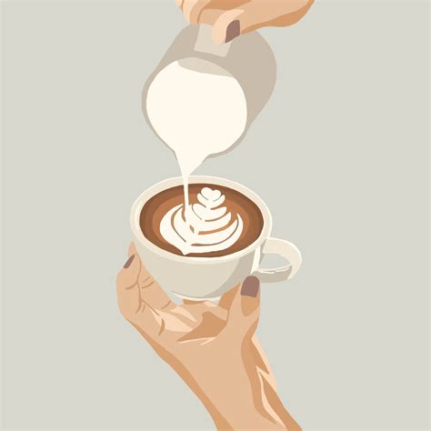 Hand Of Barista Making Latte Or Cappuccino Coffee Pouring Milk Making