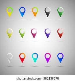 Colorful Map Pointer Icon Set Large Stock Vector Royalty Free 582139378 Shutterstock
