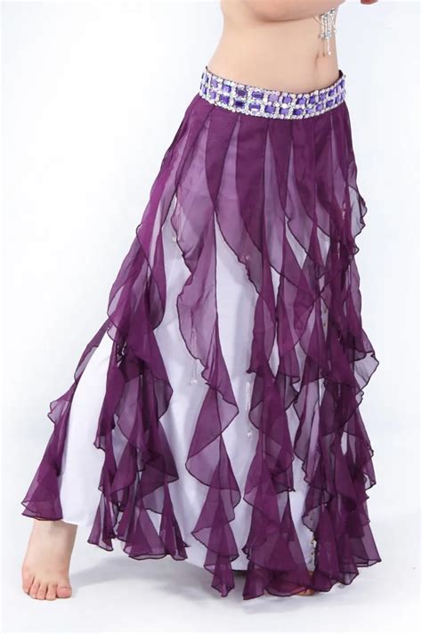 Hand Made Belly Dance Skirts Chiffon Color Stripes Skirt Belly Dancing