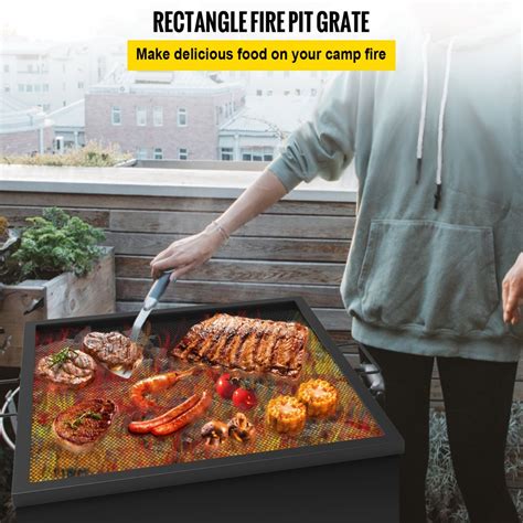 Vevor Square Fire Pit Grate X Marks Square Grill Grate Black Steel