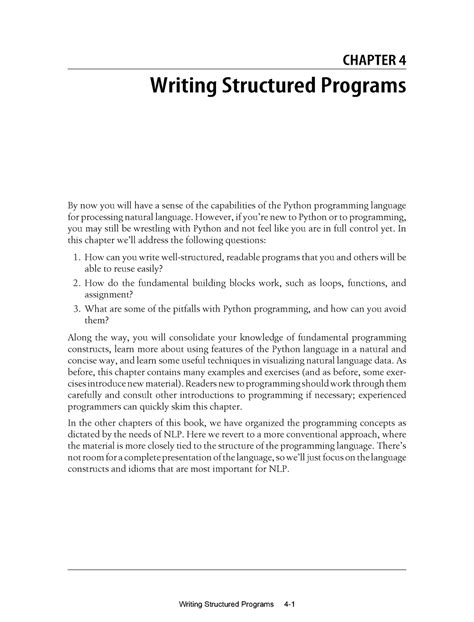 Writing Structured Programs Chapter 4 Writing Structured Programs By