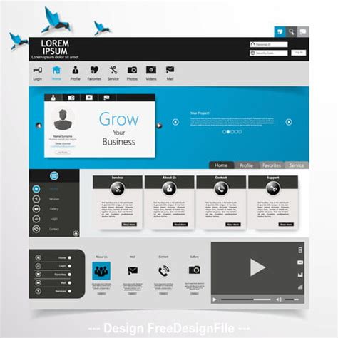 간단한 웹 사이트 템플릿 벡터 Eps Uidownload