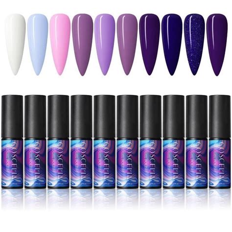 COSCELIA Kit de 10 Couleurs Vernis à Ongles Gel Semi Permanent 5ml Gel