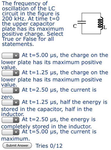 Solved The Frequency Of Oscillation Of The LC Circuit In The Chegg