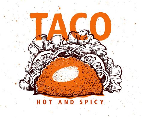Taco Mexicaans Voedsel Traditionele Mexicaanse Keuken Vector Hand