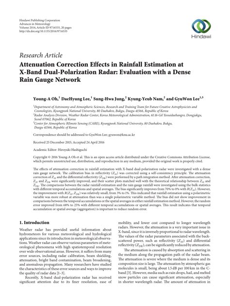 Pdf Attenuation Correction Effects In Rainfall Estimation At X Band Dual Polarization Radar