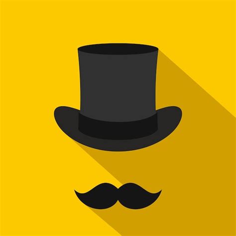 Bigode Preto Masculino E ícone De Cilindro Em Estilo Simples Em Um